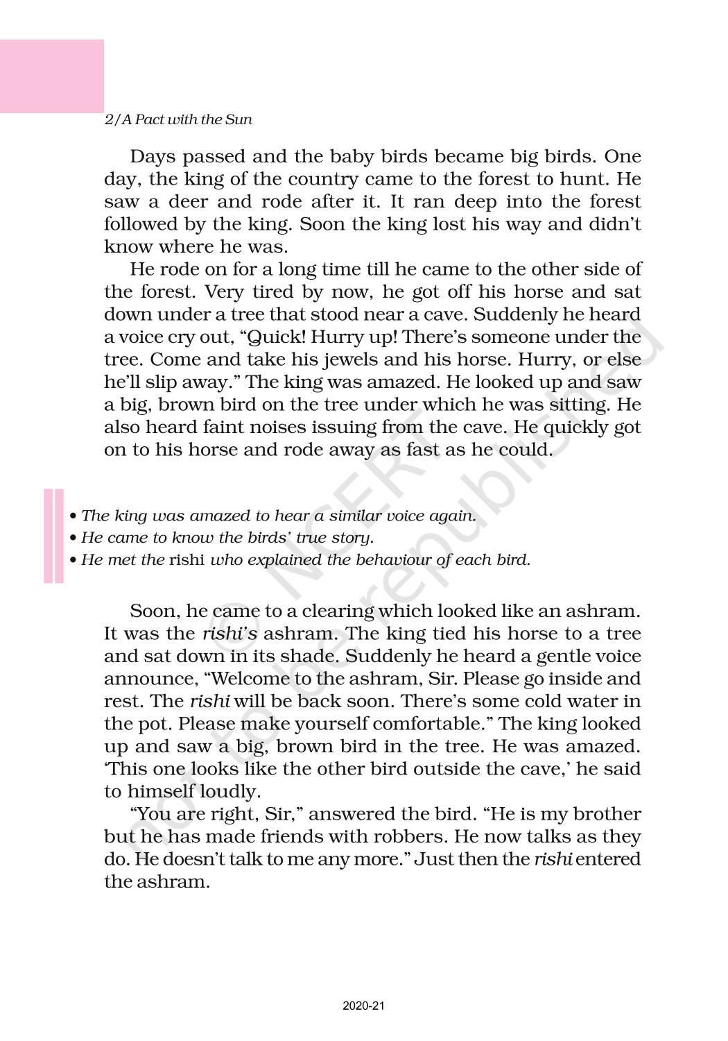 A Tale Of Two Birds - NCERT Book of Class 6 English A Pact With The Sun